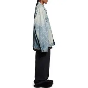 Balenciaga Diagonal Allover Oversized Denim Jacket