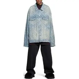 Balenciaga Diagonal Allover Oversized Denim Jacket
