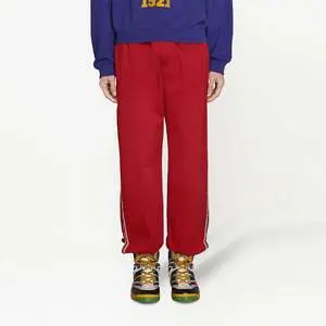 Gucci Military Cotton Drill Pants With Buckles - Red