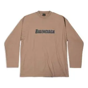 Balenciaga Caps Oversized Long Sleeve T-shirt - Khaki