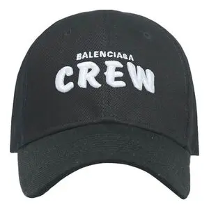 Balenciaga Embroidered Crew Logo Baseball Cap - Black