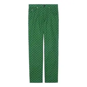 Gucci Gg Monogram Canvas Trousers - Green