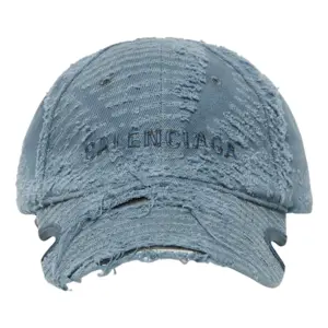 Balenciaga Laser Destroyed Logo Ball Cap - Fade Blue