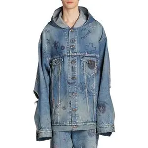 Balenciaga Oversized Embroidered Denim Jacket