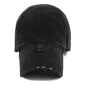 Balenciaga Distressed Brim Cap - Black