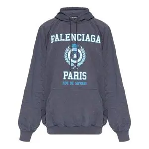 Balenciaga Est. 1917 College Logo Hoodie - Navy