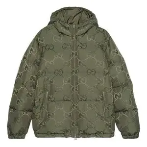 Gucci Jumbo Gg Canvas Down Jacket - Green
