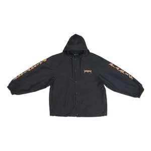 Balenciaga Metallica Windbreaker Hooded Jacket 'black Orange - Black/orange