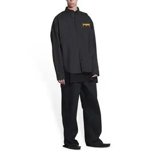 Balenciaga Metallica Long Sleeve Shirt Oversized Fit 'black Orange