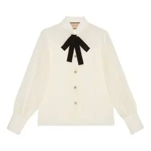 Gucci Silk Crepe De Chine Shirt With Bow Detail