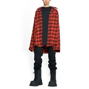 Balenciaga Trompe L'oeil Checked Shirt And T-shirt 'red Navy