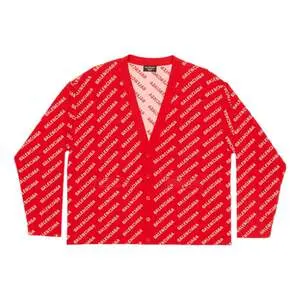 Balenciaga Allover Logo Cardigan - Red/white