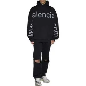 Balenciaga Logo Print Popover Hoodie