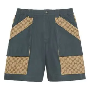 Gucci Cotton Canvas Bermuda Gg Insert Shorts - Dark Grey
