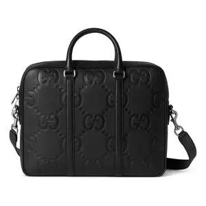Gucci Jumbo Gg Embossed Briefcase - Black Canvas