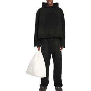 Balenciaga Soft Denim Pull-over Jacket With Drawstring Hood