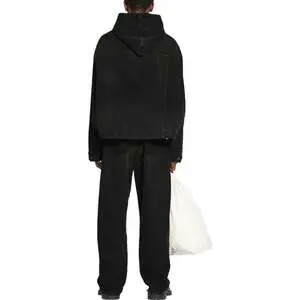 Balenciaga Soft Denim Pull-over Jacket With Drawstring Hood