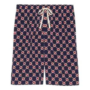 Gucci Gg Hexagon Silk Crepe Shorts - Blue/ivory
