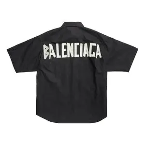 Balenciaga Tape Type Short Sleeve Shirt Large Fit - Black