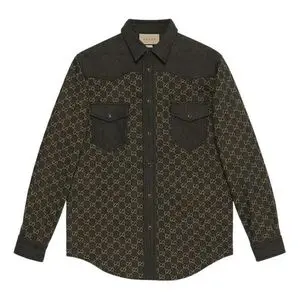 Gucci Gg Jacquard Denim Shirt - Black