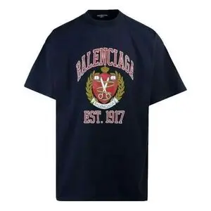 Balenciaga Est. 1917 College Logo Print Cotton T-shirt