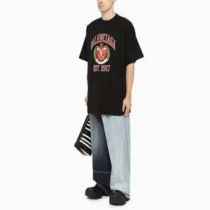 Balenciaga Est. 1917 College Logo Print Cotton T-shirt