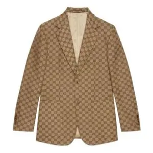 Gucci Gg Supreme Linen Formal Jacket Ebony