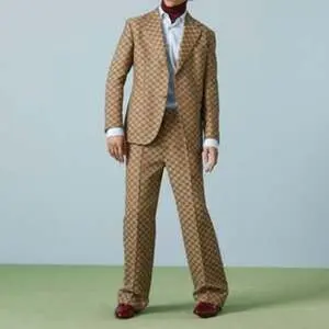 Gucci Gg Supreme Linen Formal Jacket Ebony