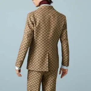 Gucci Gg Supreme Linen Formal Jacket Ebony