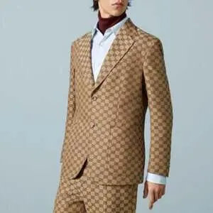 Gucci Gg Supreme Linen Formal Jacket Ebony