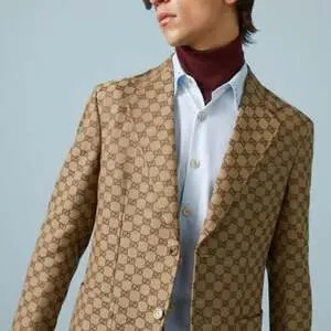Gucci Gg Supreme Linen Formal Jacket Ebony