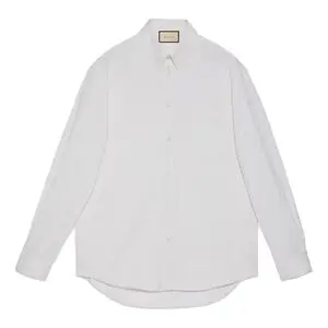 Gucci Oxford Cotton Shirt With Embroidery - White