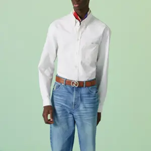 Gucci Oxford Cotton Shirt With Embroidery