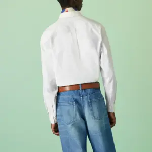 Gucci Oxford Cotton Shirt With Embroidery