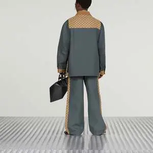 Gucci Cotton Canvas Gg Supreme Jacket - Dark Grey/beige