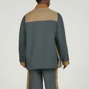 Gucci Cotton Canvas Gg Supreme Jacket - Dark Grey/beige