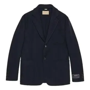Gucci Lightweight Wool Jacket With Web Label - Dark Blue