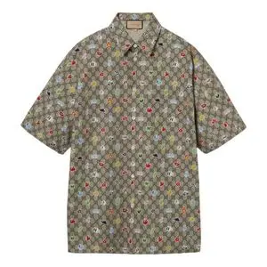 Gucci Print Cotton Poplin Shirt 'beige Ebony - Beige/ebony