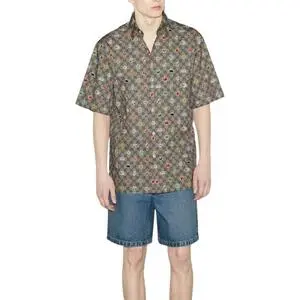 Gucci Print Cotton Poplin Shirt 'beige Ebony - Beige/ebony