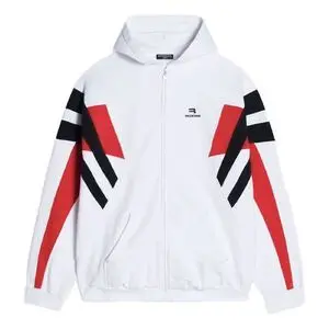 Balenciaga Sporty B Zip-up Tracksuit Hoodie - White/black/red