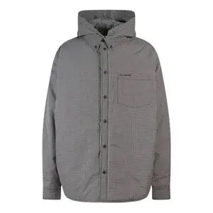 Balenciaga Plaid Hooded Shirt Jacket - Black/white