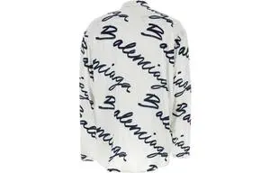 Balenciaga Scribble Logo Short Sleeve Minimal Shirt 'white Navy