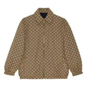 Gucci Gg Polyester Reversible Jacket 'blue Beige - Blue/beige