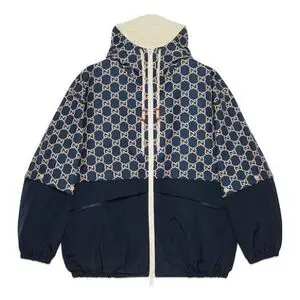 Gucci Gg Ripstop Fabric Zip Jacket 'blue Ivory - Blue/ivory