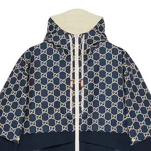 Gucci Gg Ripstop Fabric Zip Jacket 'blue Ivory