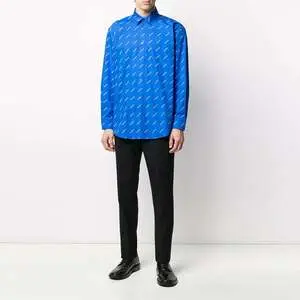 Balenciaga All Over Logo Shirt 'blue White