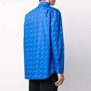 Balenciaga All Over Logo Shirt 'blue White