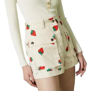 Gucci Strawberry Print Cotton Twill Shorts