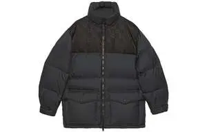 Gucci Nylon Down Jacket With Gg Inserts - Black