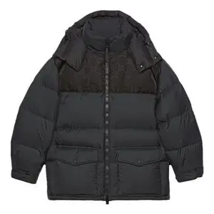 Gucci Nylon Down Jacket With Gg Inserts - Black